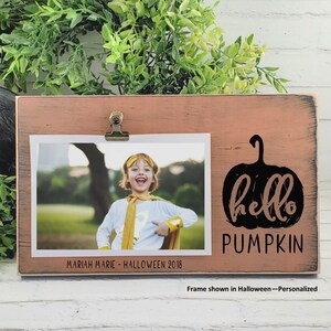 Halloween Picture Frame, Hello Pumpkin, Autumn Fall Personalized Photo ...