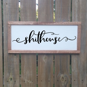 Shithouse Farm House Bathroom Sign, Funny Wooden Farmhouse Style Sign ...