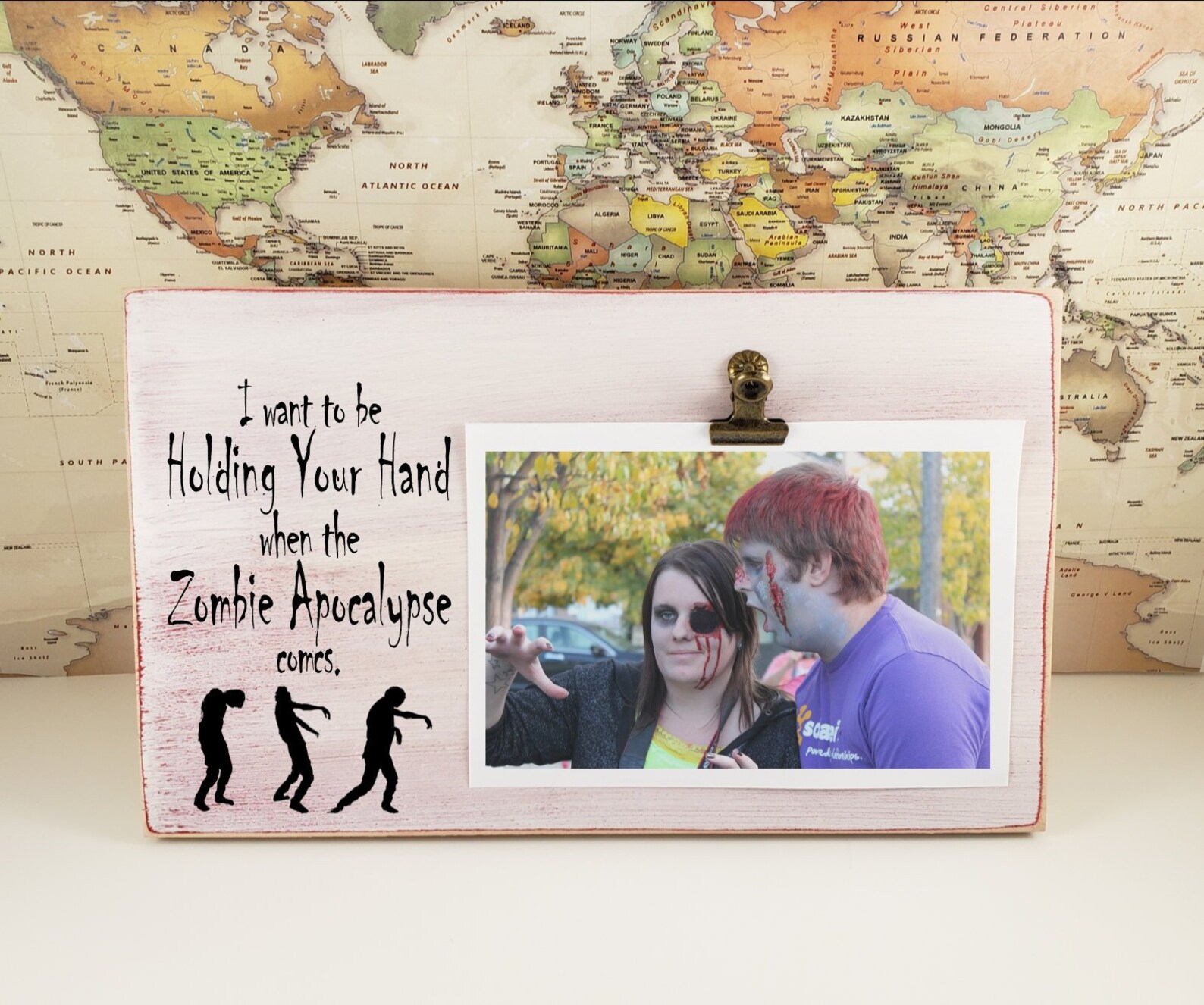 Zombie Apocalypse Picture Frame, Personalized Photo Holder, Picture ...