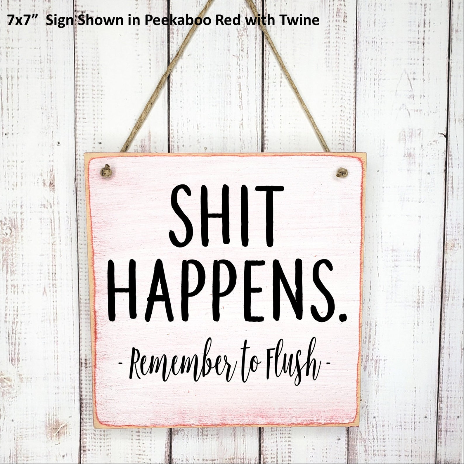 Shit Happens Remember to Flush Wooden Sign Funny Guest Bath - Etsy