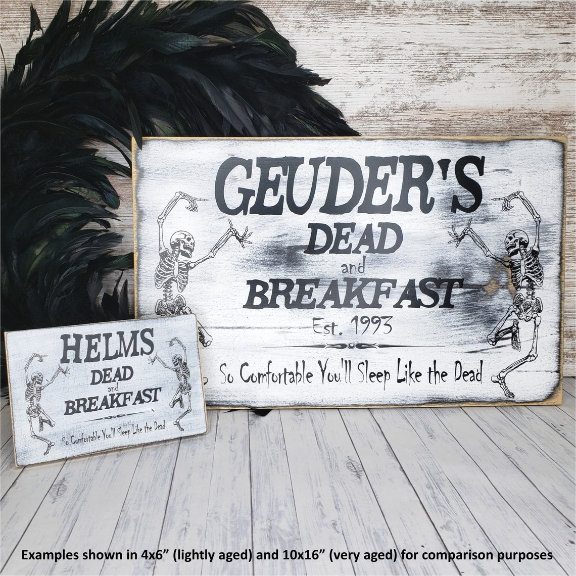 Dead and Breakfast Dancing Skeleton Welcome Sign, Personalized and ...
