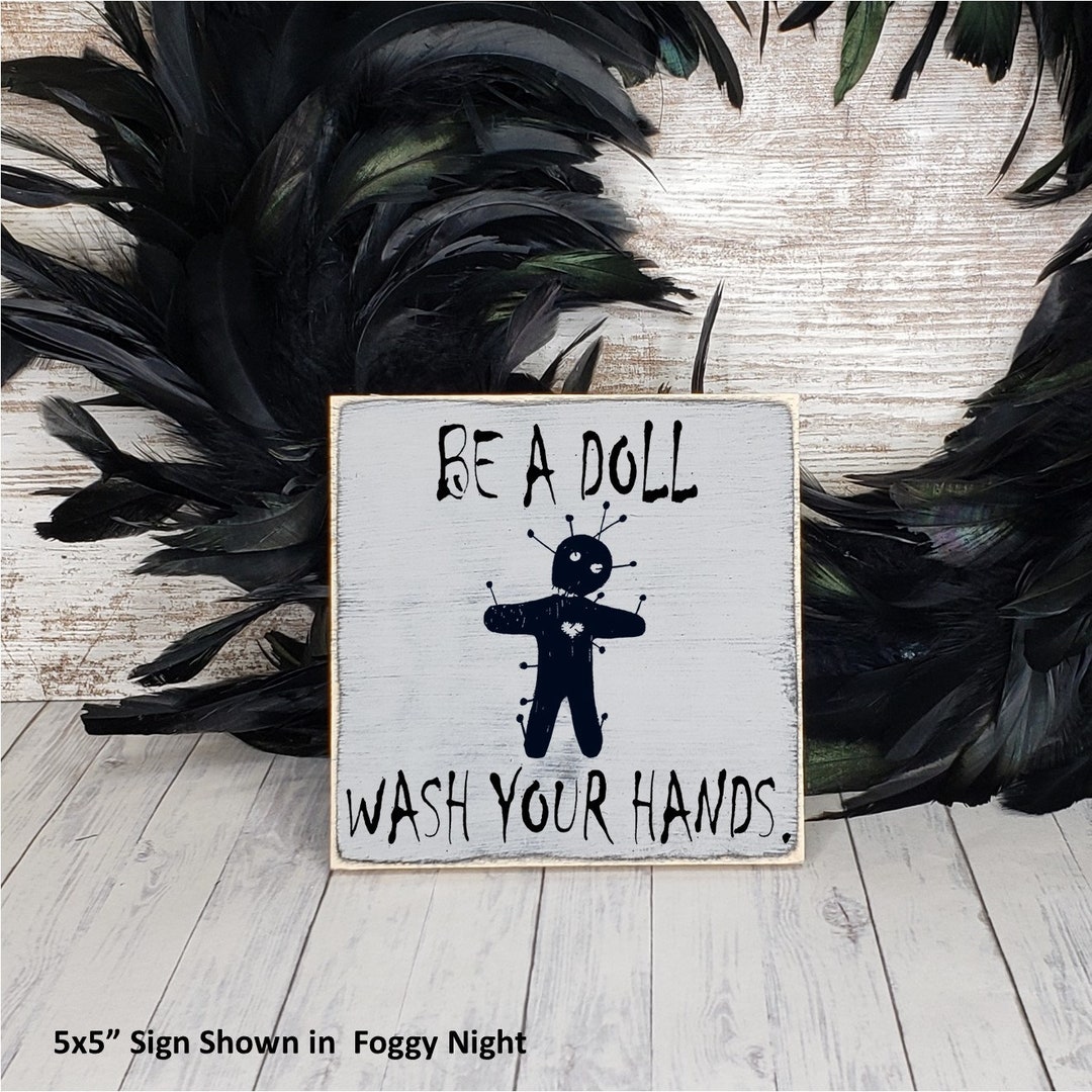 Halloween Voodoo Doll Wash Your Hands Wood Sign: Bathroom Decor - Etsy
