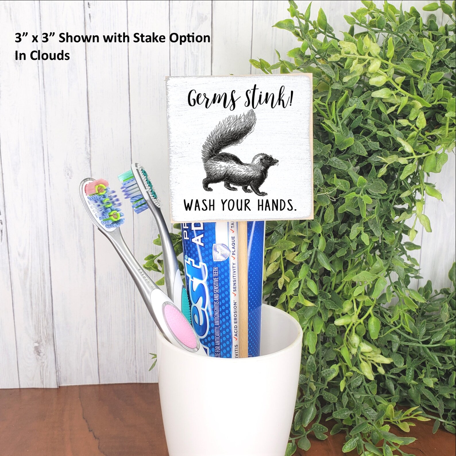 Germs Stink Wash Your Hands Wooden Sign Skunk Bathroom Mini | Etsy