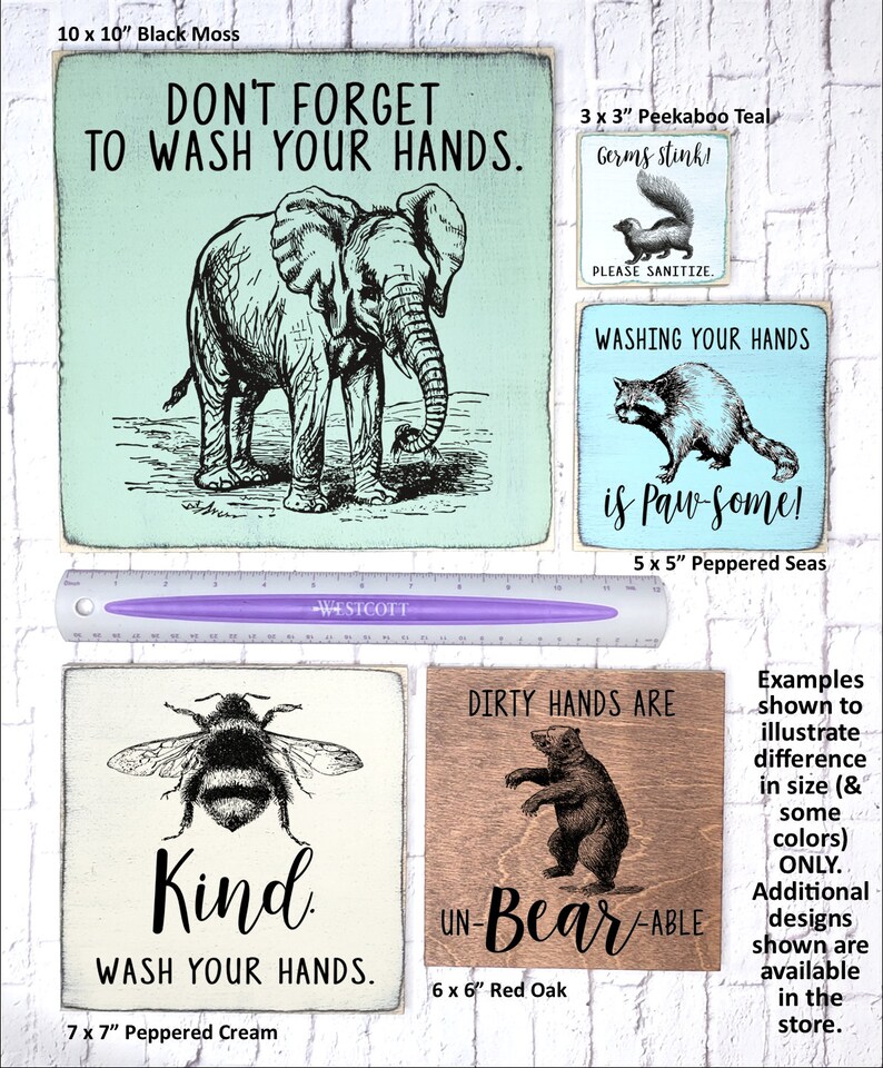 Germs Stink Please Sanitize Wooden Sign, Skunk Bathroom Mini Sign ...
