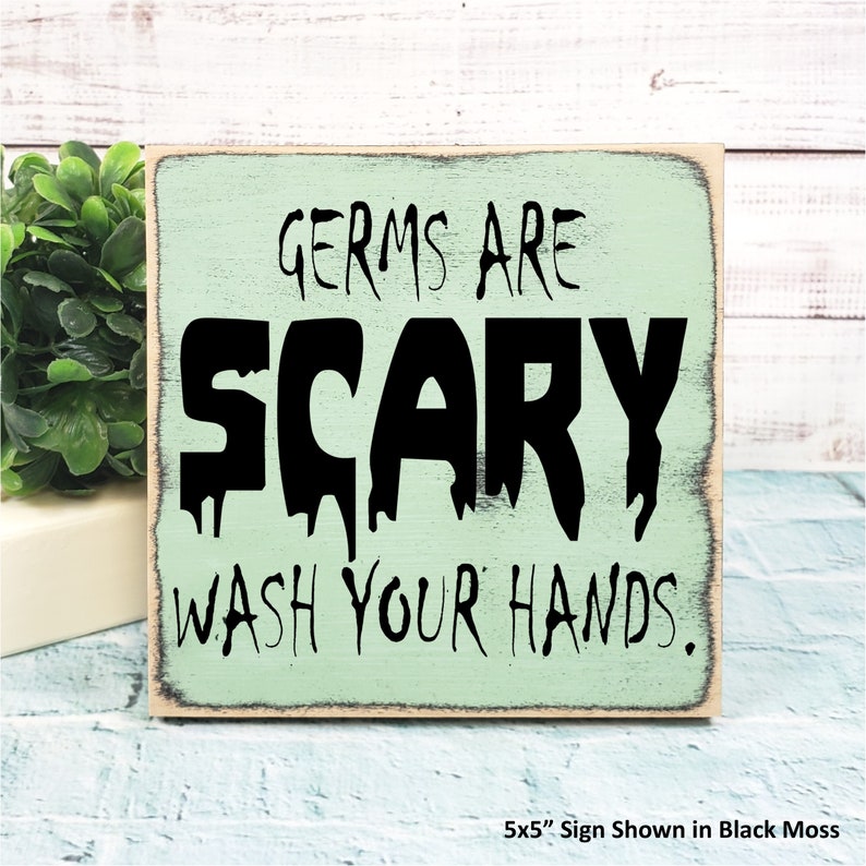 Germs Are Scary Wash Your Hands Halloween Wood Sign Mini | Etsy