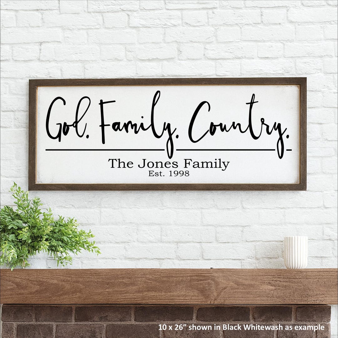 Personalized God Family Country Sign, Rustic Farmhouse Patriotic Wall ...