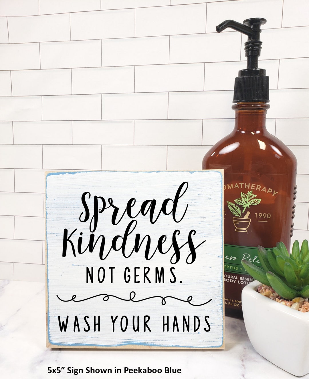 Spread Kindness Not Germs Wash Your Hands Wood Sign, Restroom Sign ...