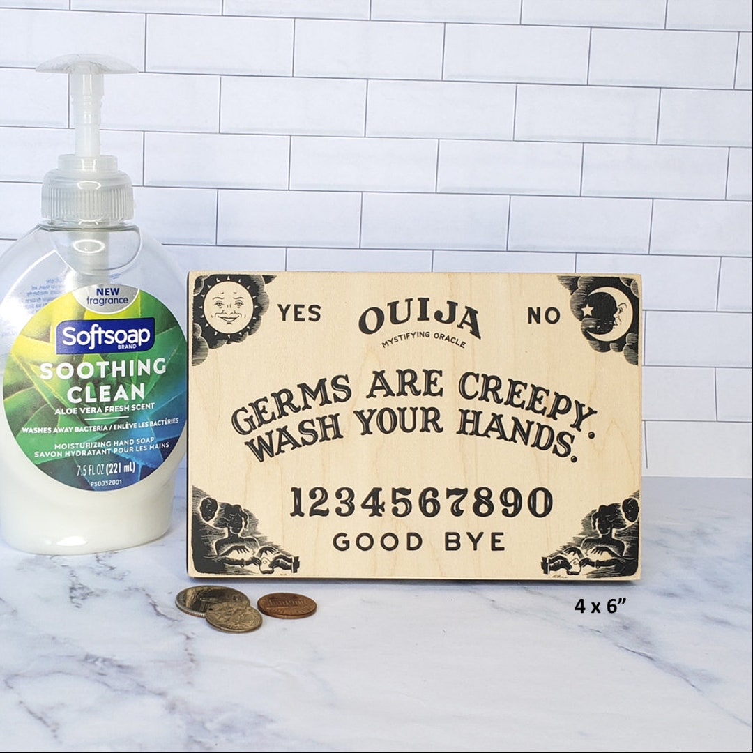 Germs Are Creepy Wash Your Hands Halloween Bathroom Ouija Board, Spirit ...