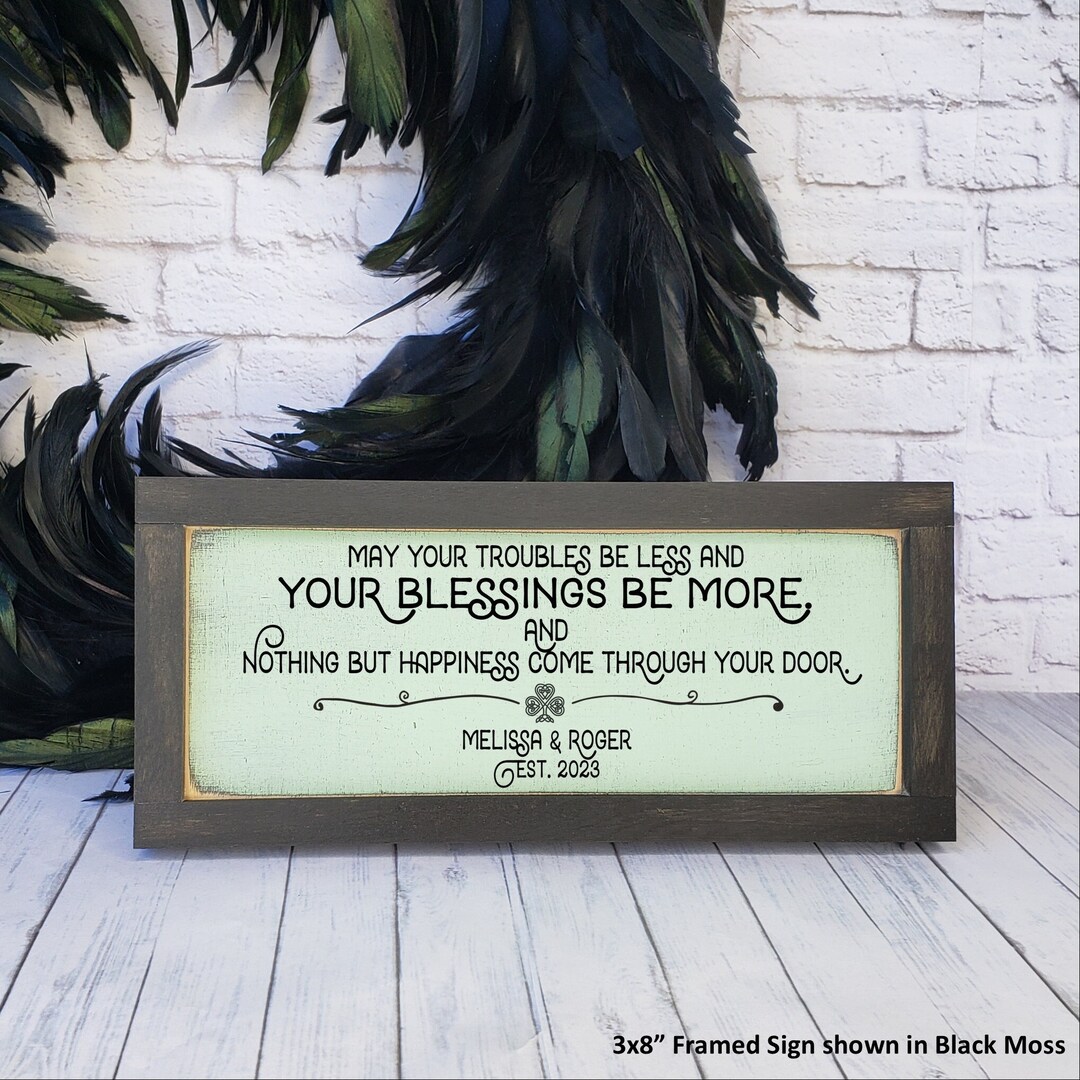 Irish Blessing Personalized Farmhouse Sign, May Your Troubles Be Less ...