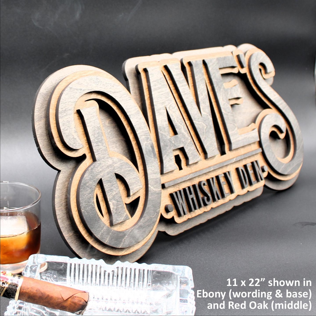 Personalized Whiskey Home Bar Sign – Custom 3D Wood Man Cave Decor ...