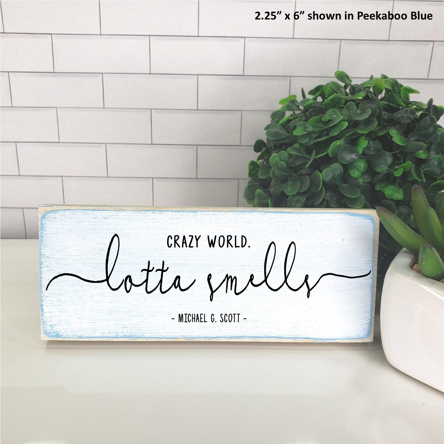 Crazy World Lotta Smells Wood Sign, Funny Bathroom Decor, the Office ...