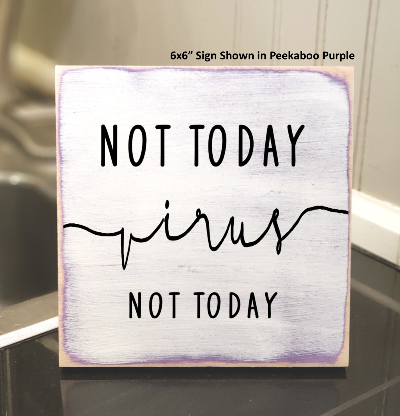 Not Today Virus Wooden Sign, Funny Restroom Decor, Guest Bath Funny ...