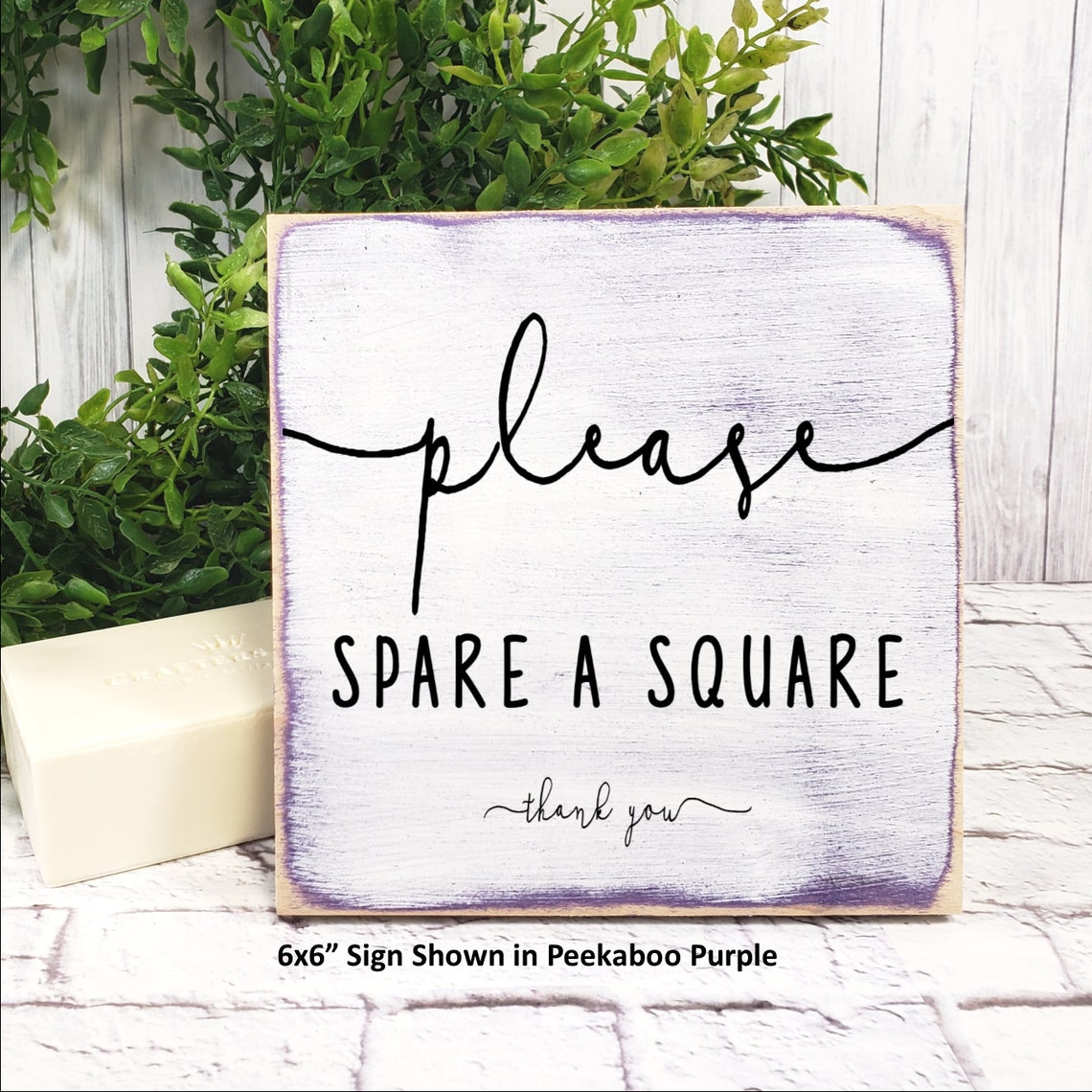 Please Spare a Square Wooden Sign, Small Funny Bathroom Sign, Humorous ...