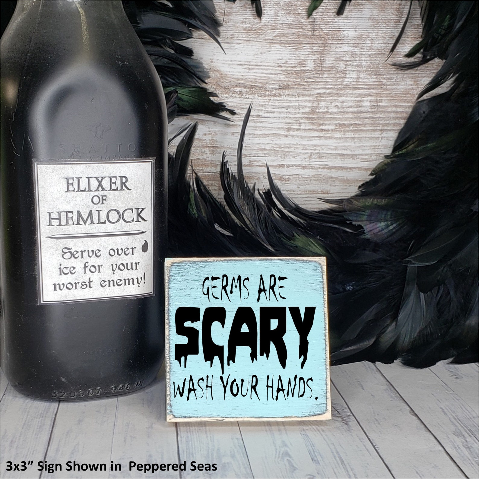 Germs Are Scary Wash Your Hands Halloween Wood Sign Mini | Etsy