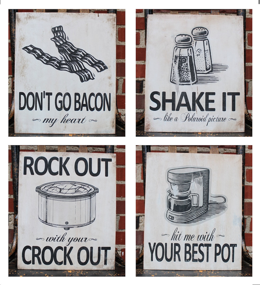 Kitchen Pun Wood Sign - Set of 2 - Baking Puns, Cooking Puns, Food Puns ...