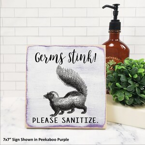 Germs Stink Please Sanitize Wooden Sign, Skunk Bathroom Mini Sign ...
