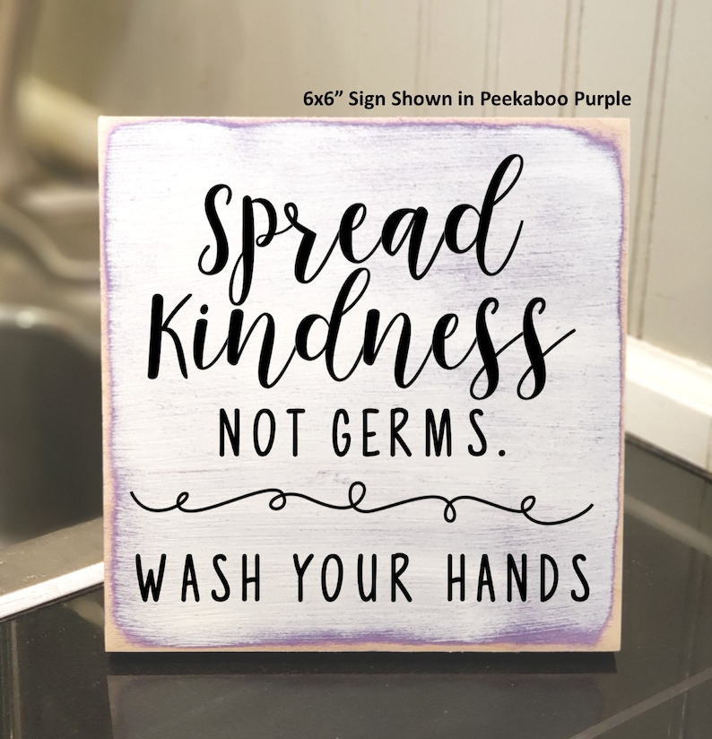 Spread Kindness Not Germs Wash Your Hands Wood Sign, Restroom Sign ...