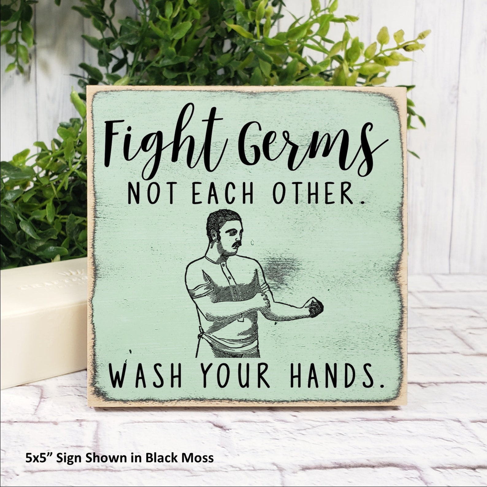 Fight Germs Not Each Other Wash Your Hands Sign Vintage Retro - Etsy