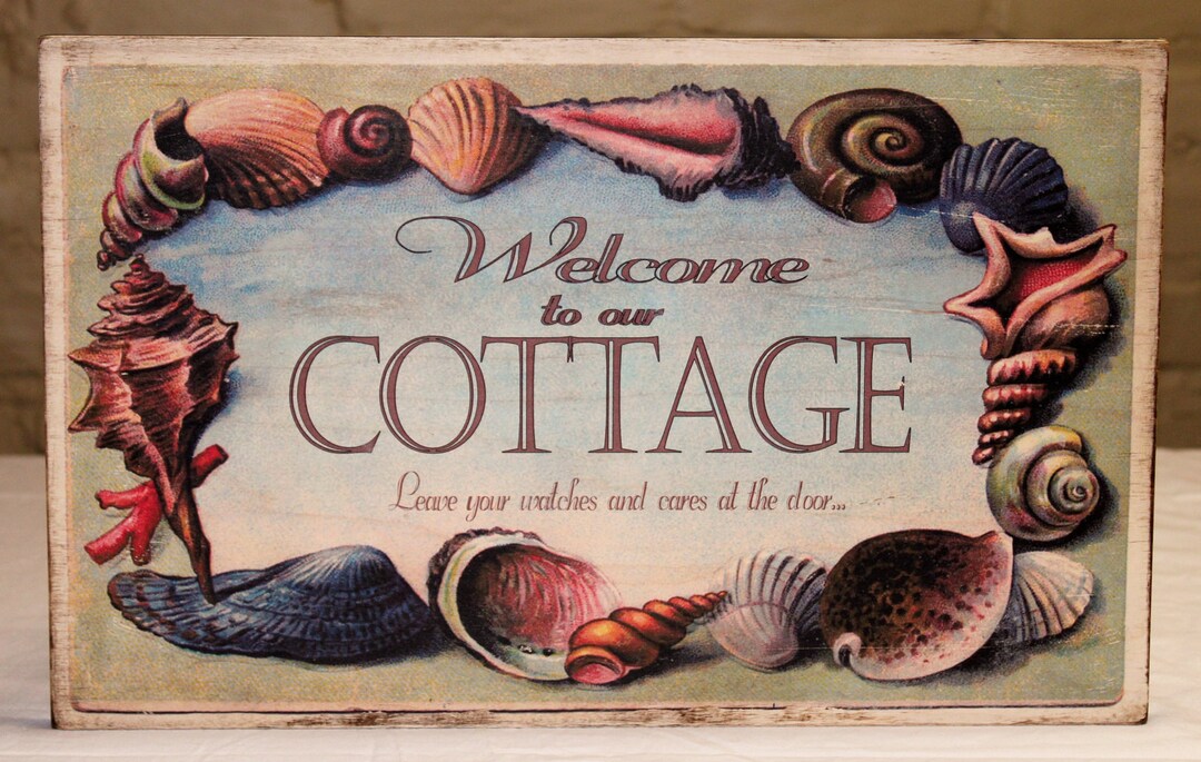 Customizable Wood welcome to Our Cottage Welcome Sign Shabby Chic Beach ...