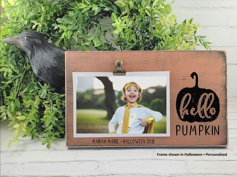 Halloween Picture Frame Hello Pumpkin Autumn Fall | Etsy