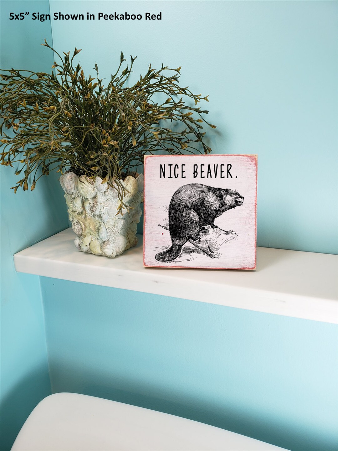 Nice Beaver Wood Bathroom Sign, Back of Toilet Restroom Sign, Funny ...
