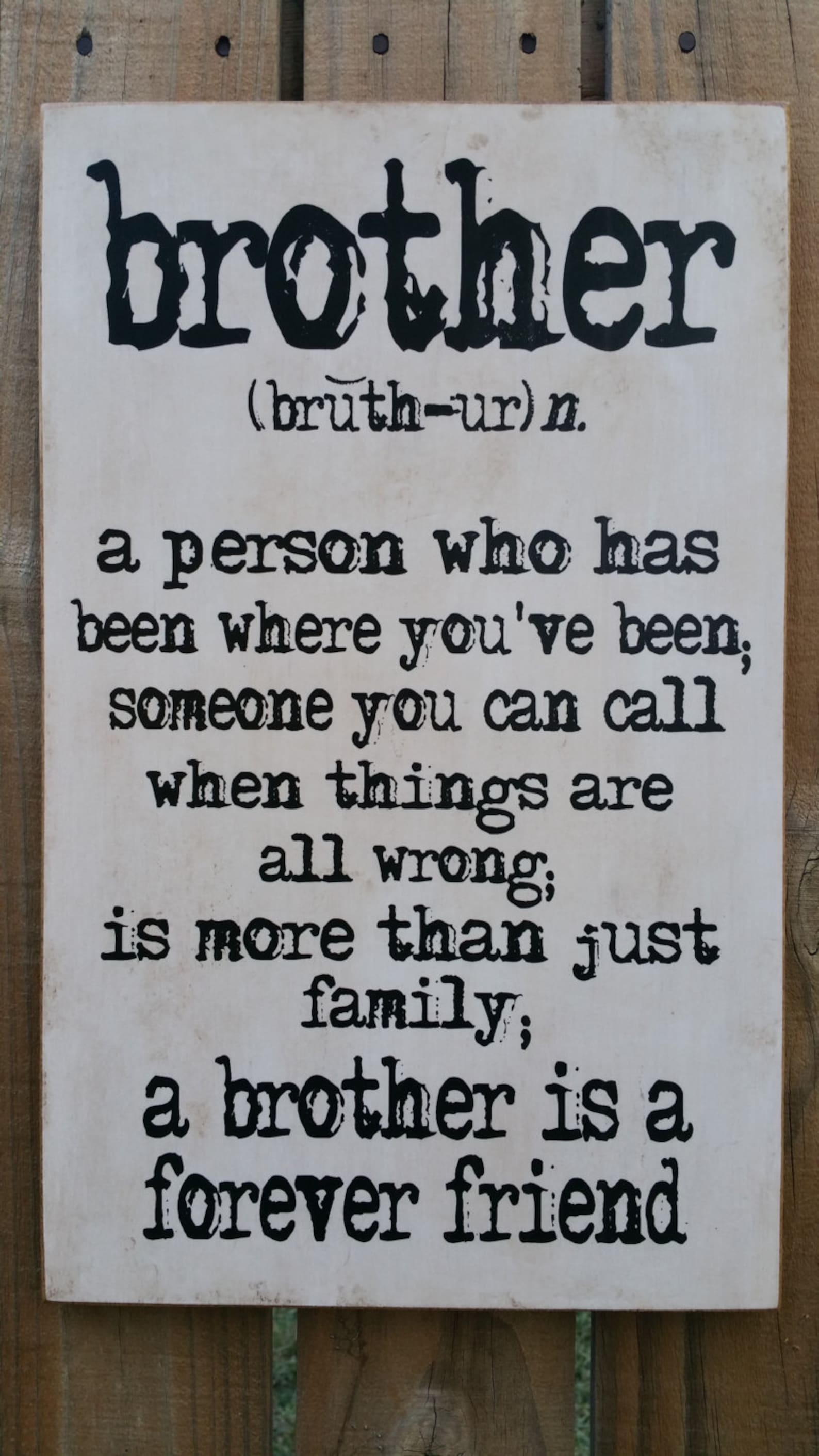 Definition of Brother Wood Sign - Etsy
