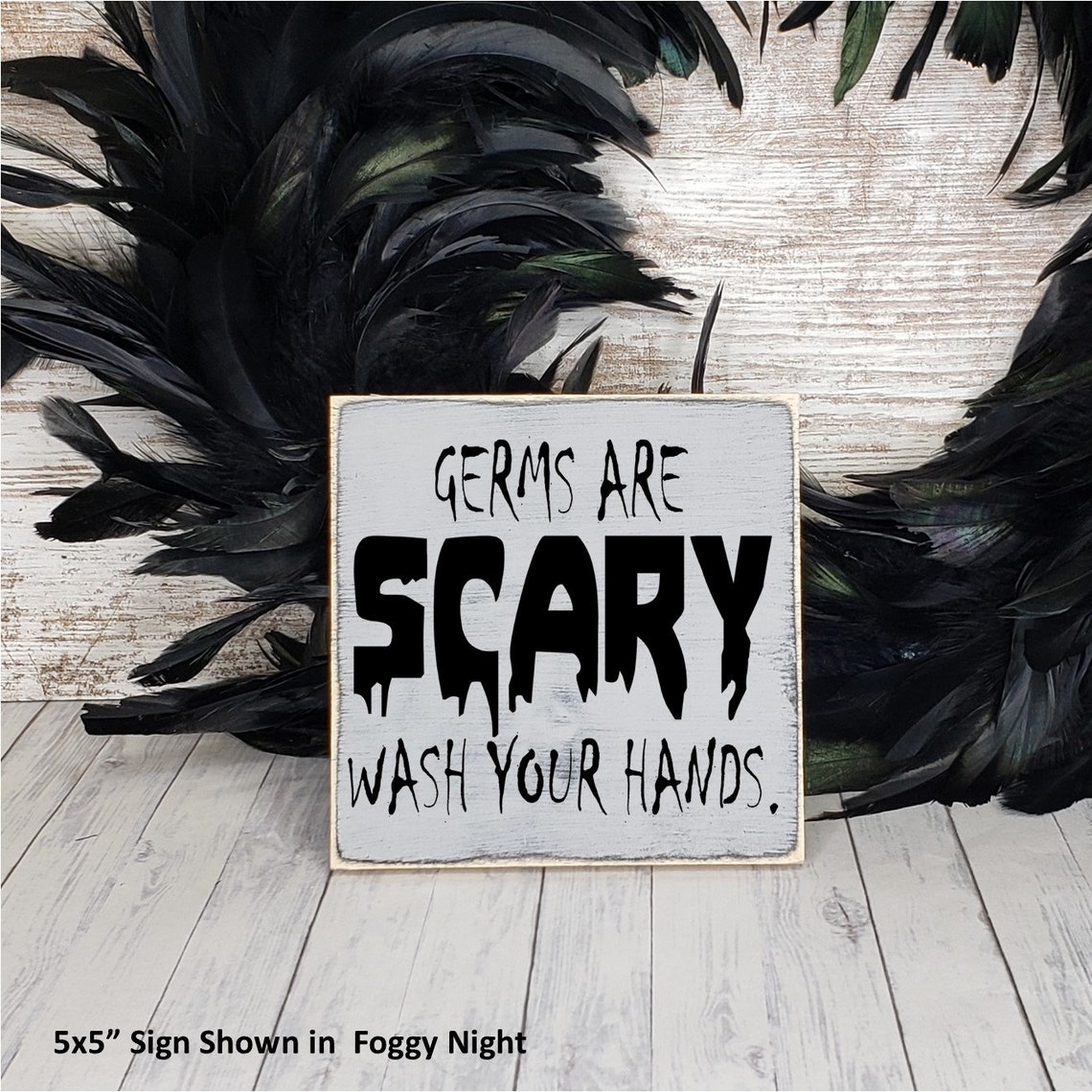 Germs Are Scary Wash Your Hands Halloween Wood Sign, Mini Bathroom Soap ...
