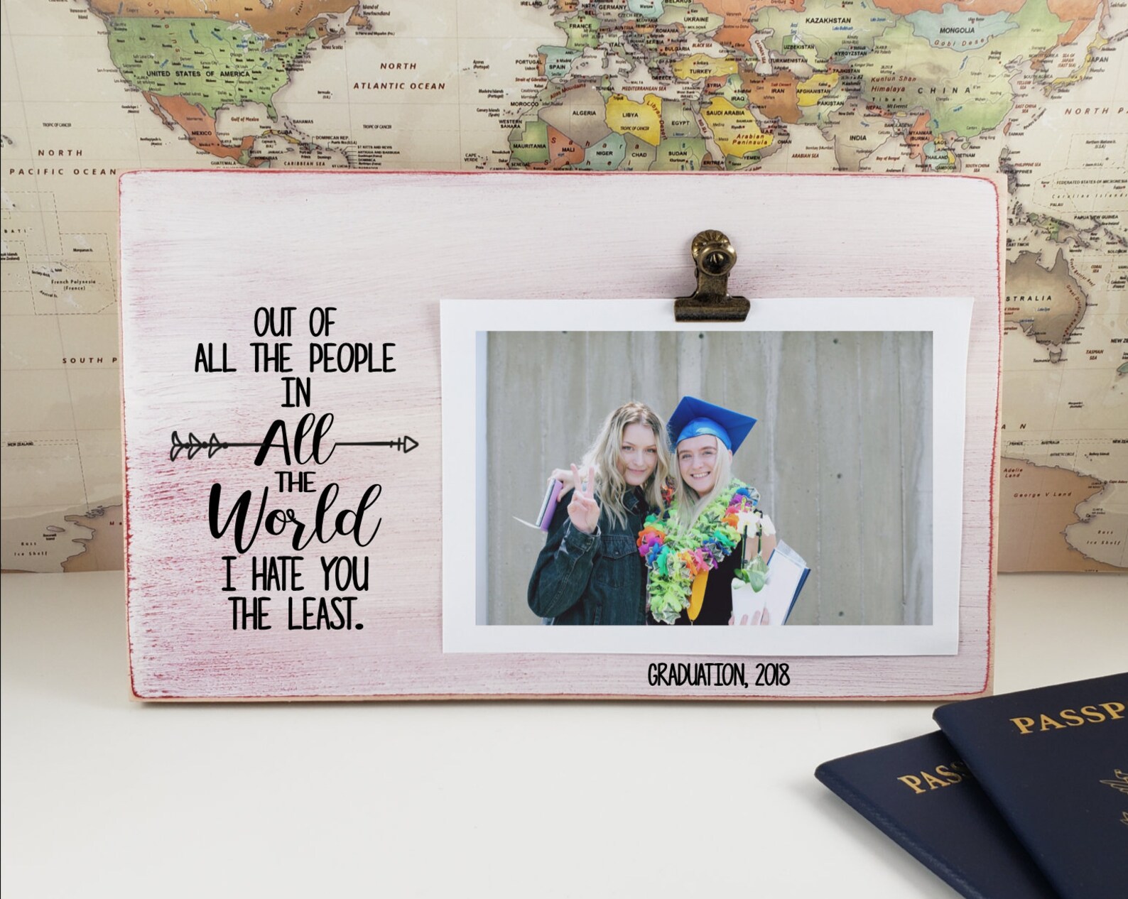 Custom Funny Wood Picture Frame, Personalized Photo Holder, I Hate You ...