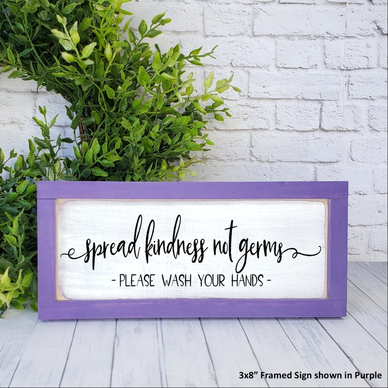 Spread Kindness Not Germs Wash Your Hands Farmhouse Sign, Bathroom ...