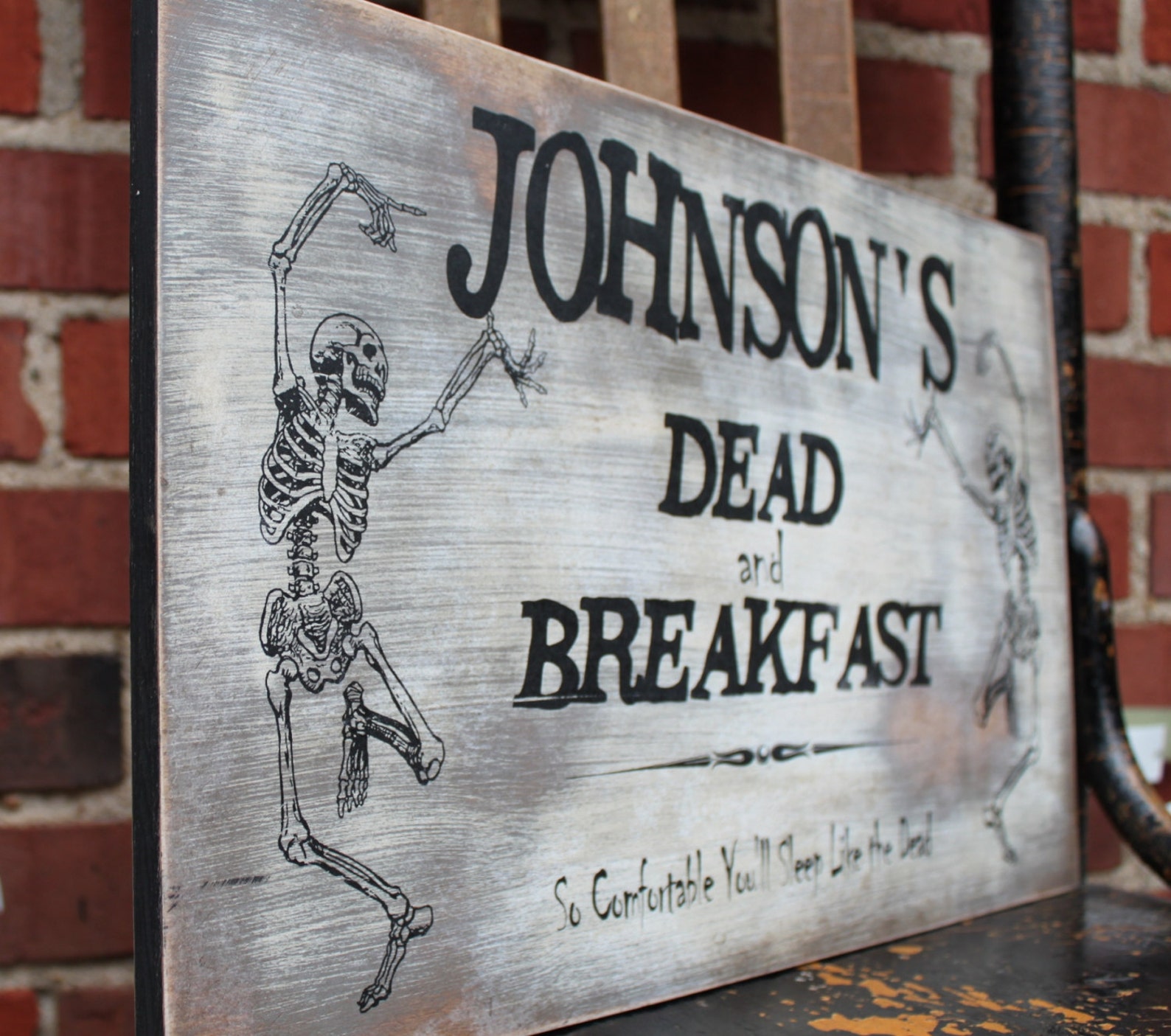 Dead and Breakfast Dancing Skeleton Welcome Sign, Personalized and ...
