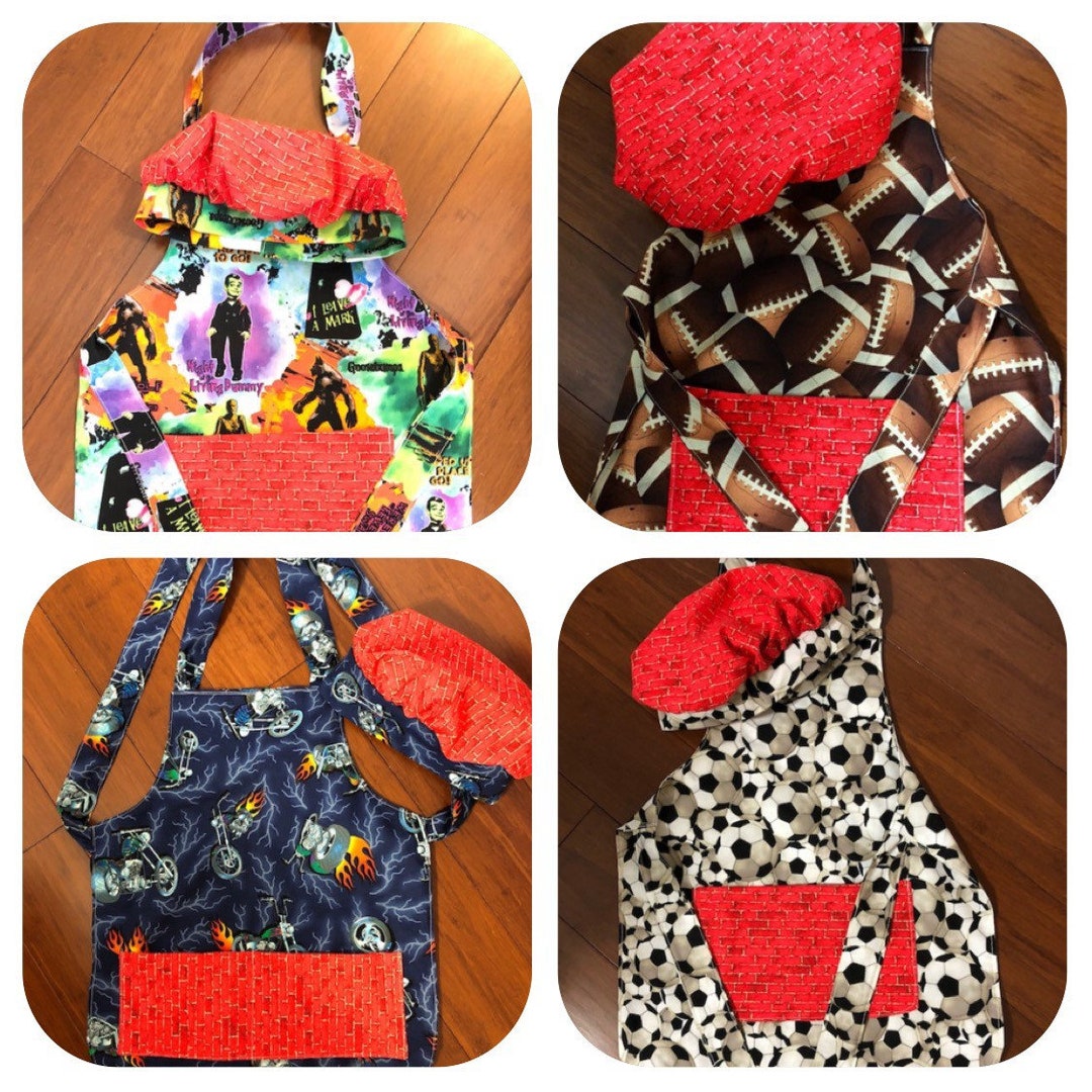 Children's Aprons Football, Soccer, Motorcycle, Baseball, and Monsters ...