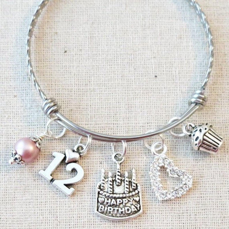 12th BIRTHDAY GIRL, 12th Birthday Charm Bracelet, Granddaughter ...