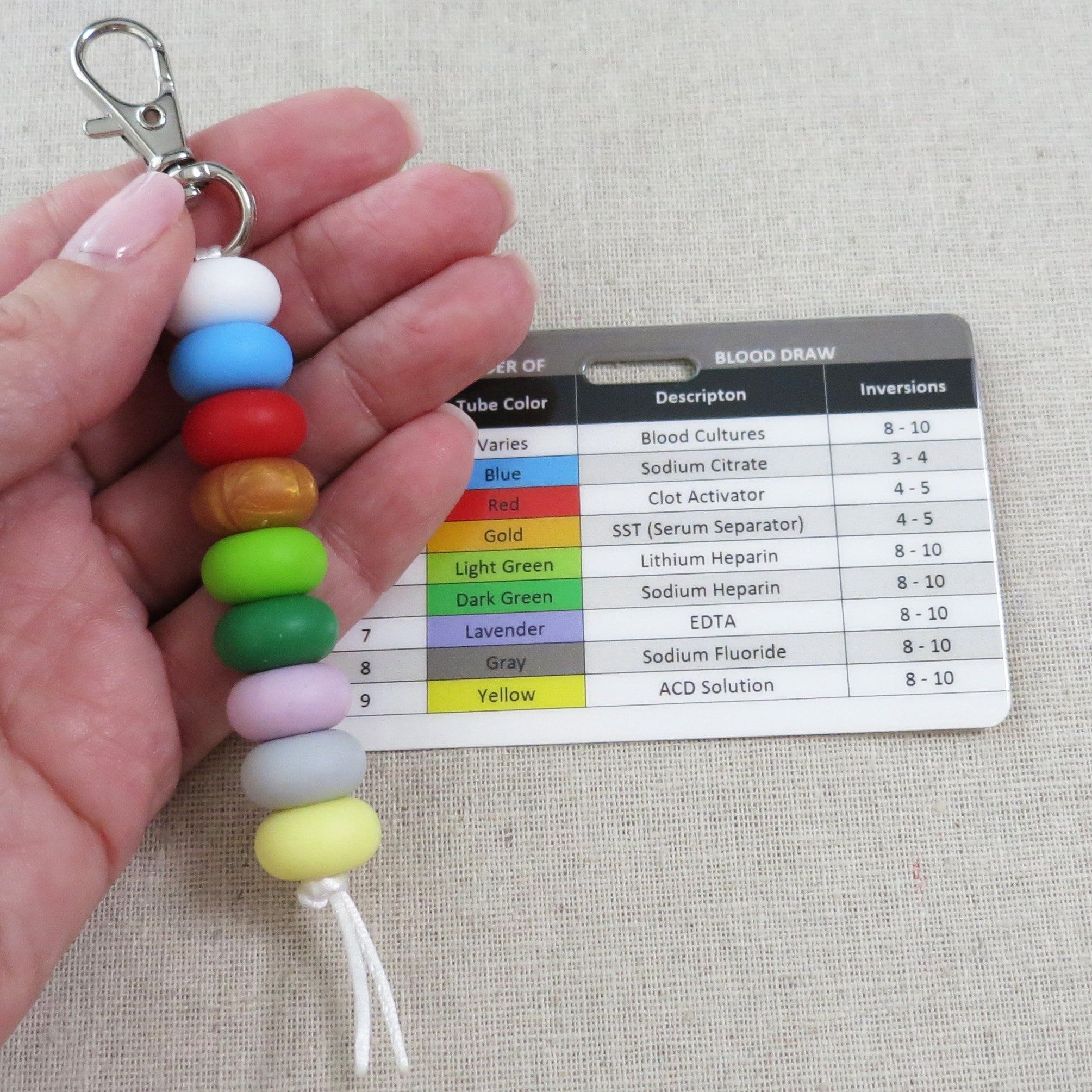 Order of Blood Draw Beads With Badge Card for Phlebotomy, Essential ...