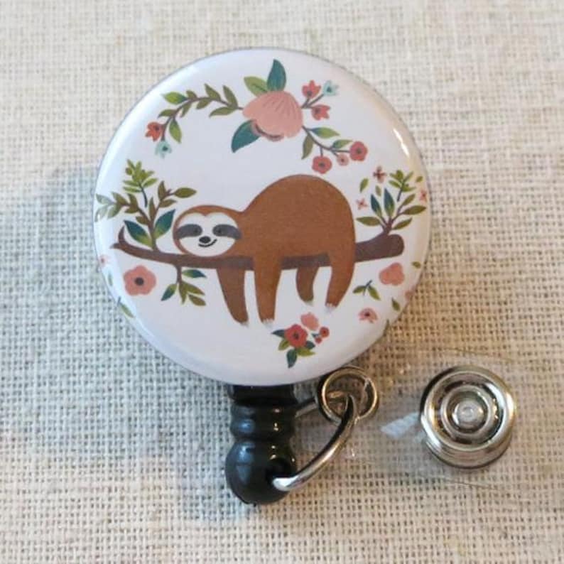 Cute SLOTH Badge Reel Sloth Retractable Name Badge Holder - Etsy