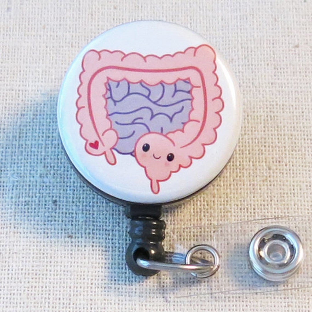 COLON Badge Reel, Fun Badge Holder, GI Intestines Badge Reel ...