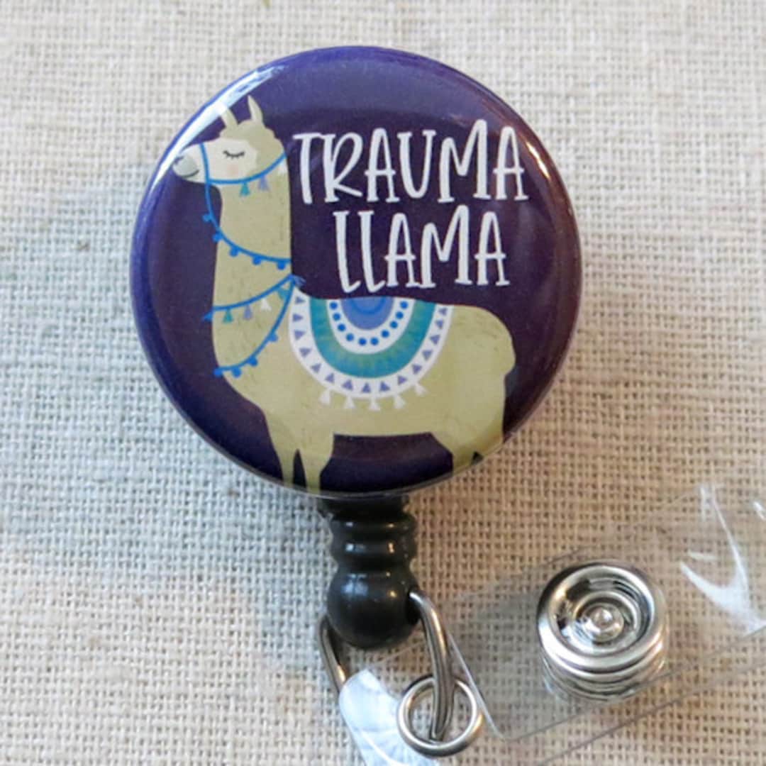 TRAUMA Llama Retractable Name Badge Holder, Cute Llama Badge Reel ...