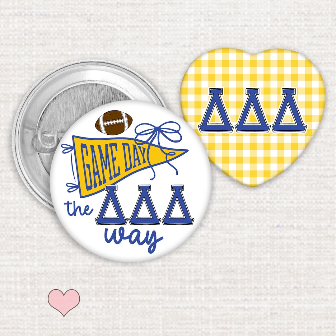 Tri Delta Game Day Button Pin Set – Licensed DDD Sorority Pins, Cute ...