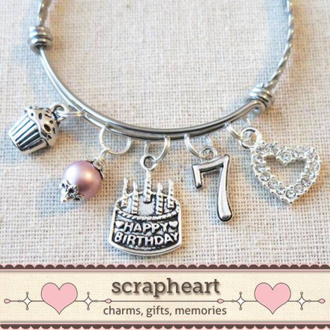 7th BIRTHDAY GIRL, Girls Seventh Birthday Gift,7th Birthday Charm ...