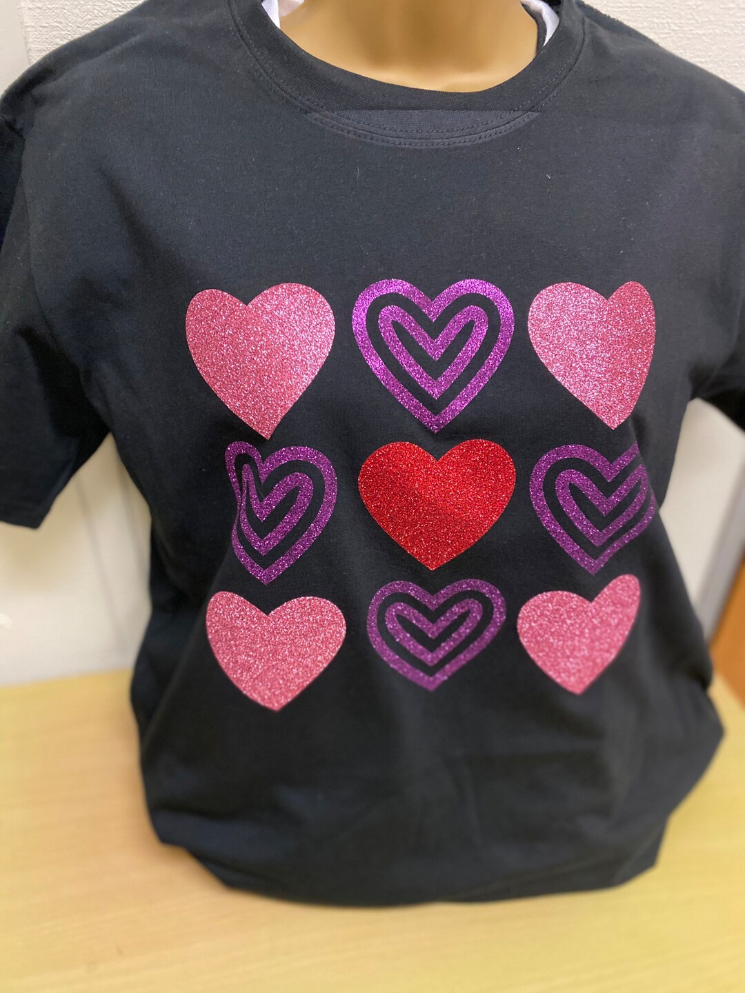 Glitter Heart Bespoke Handmade T-shirt - Etsy