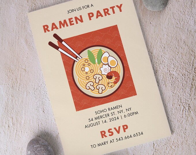 Ramen Birthday Party Invitation Template, Printable Fun Funny Japanese ...