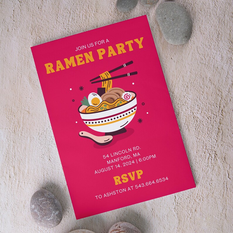 Ramen Party Invitation Editable Template, Ramen Party Invite, Digital ...