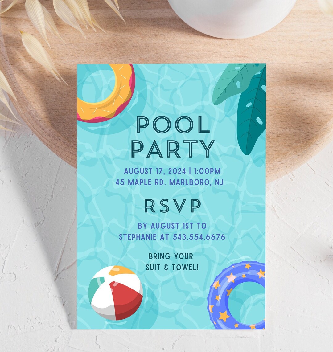 Editable Pool Party Invitation, Birthday Invite, 4th of July Invite ...
