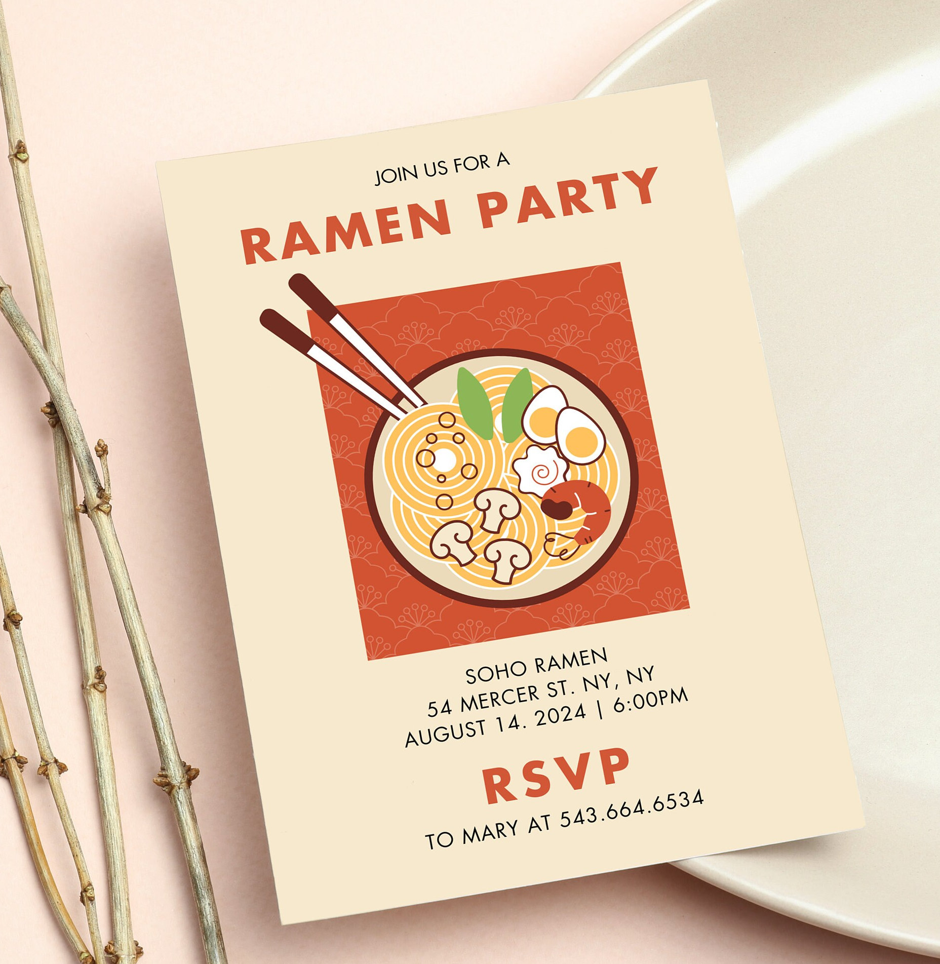 Ramen Party Invitation Editable Template, Ramen Party Invite, Digital ...