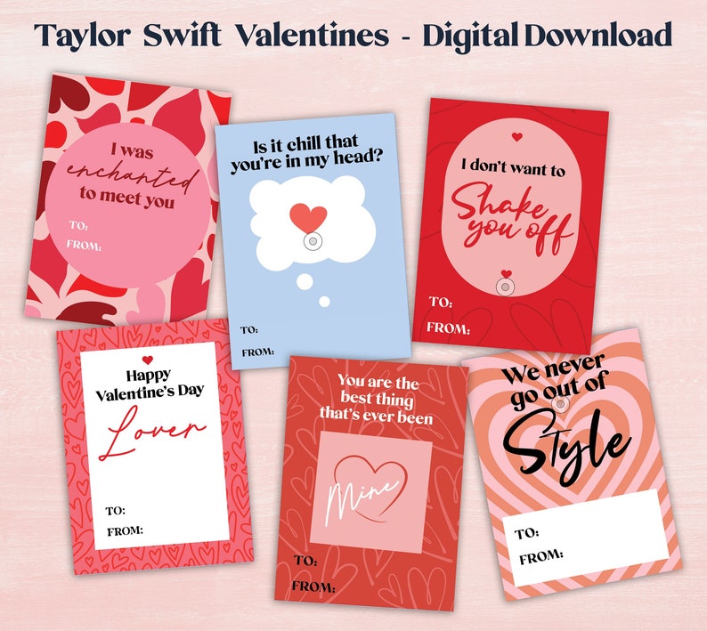 Taylor Swift Valentines Day Cards, Printable Valentine's Day Cards ...