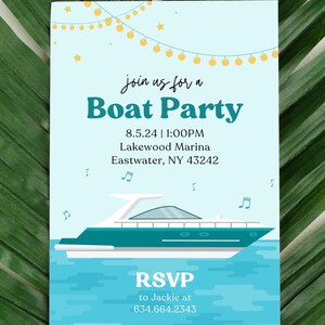 Editable Boat Party Invitation, Birthday Invite, 4th of July Invite ...