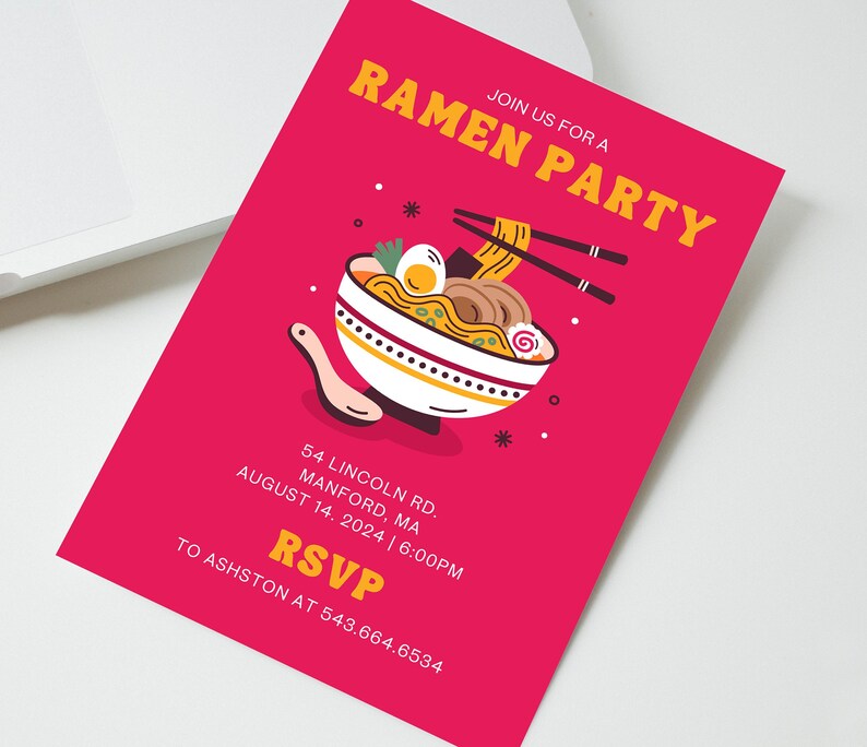 Ramen Party Invitation Editable Template, Ramen Party Invite, Digital ...