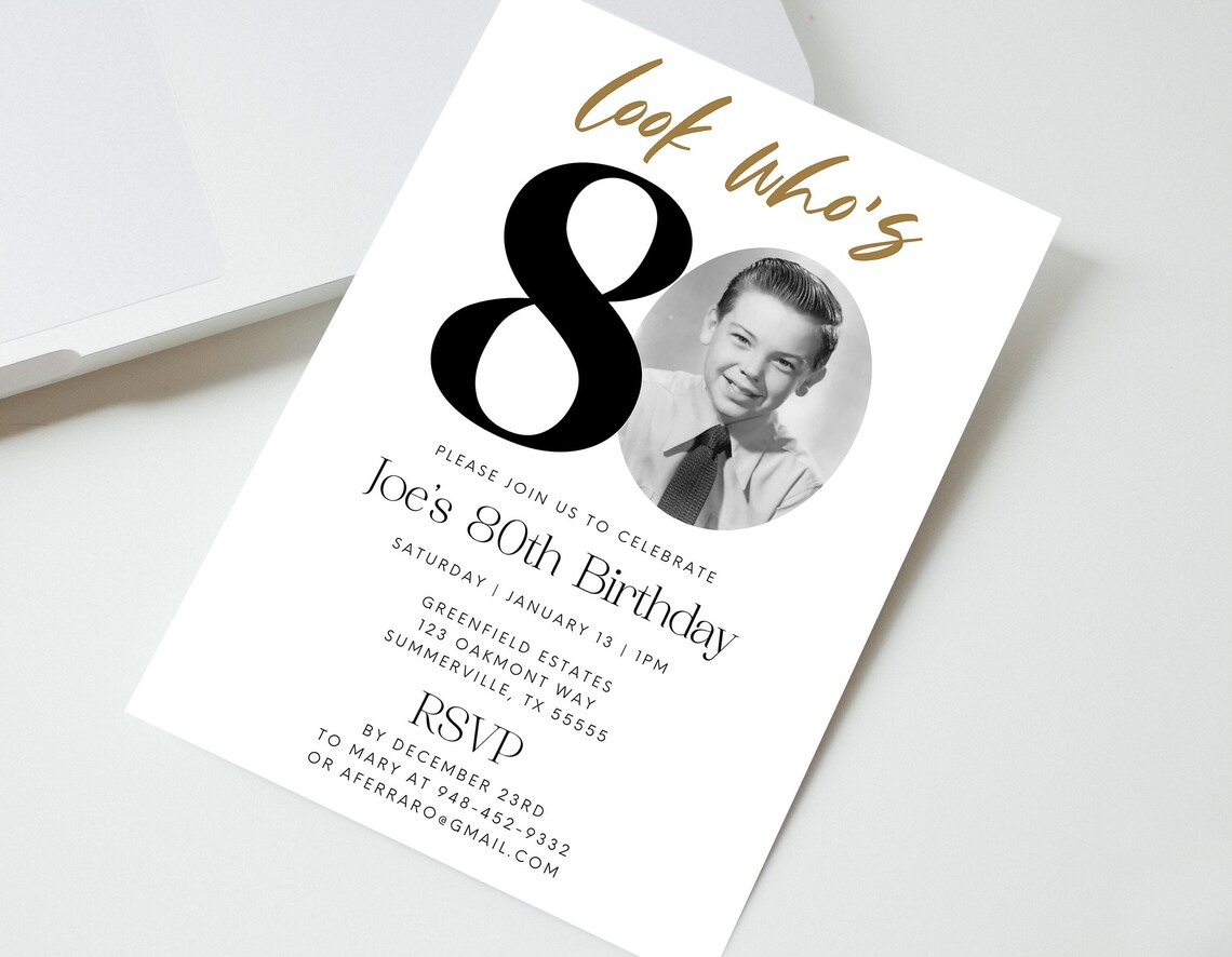 Editable 40th, 50th, 50th, 70th, 80th Milestone Birthday Invite ...