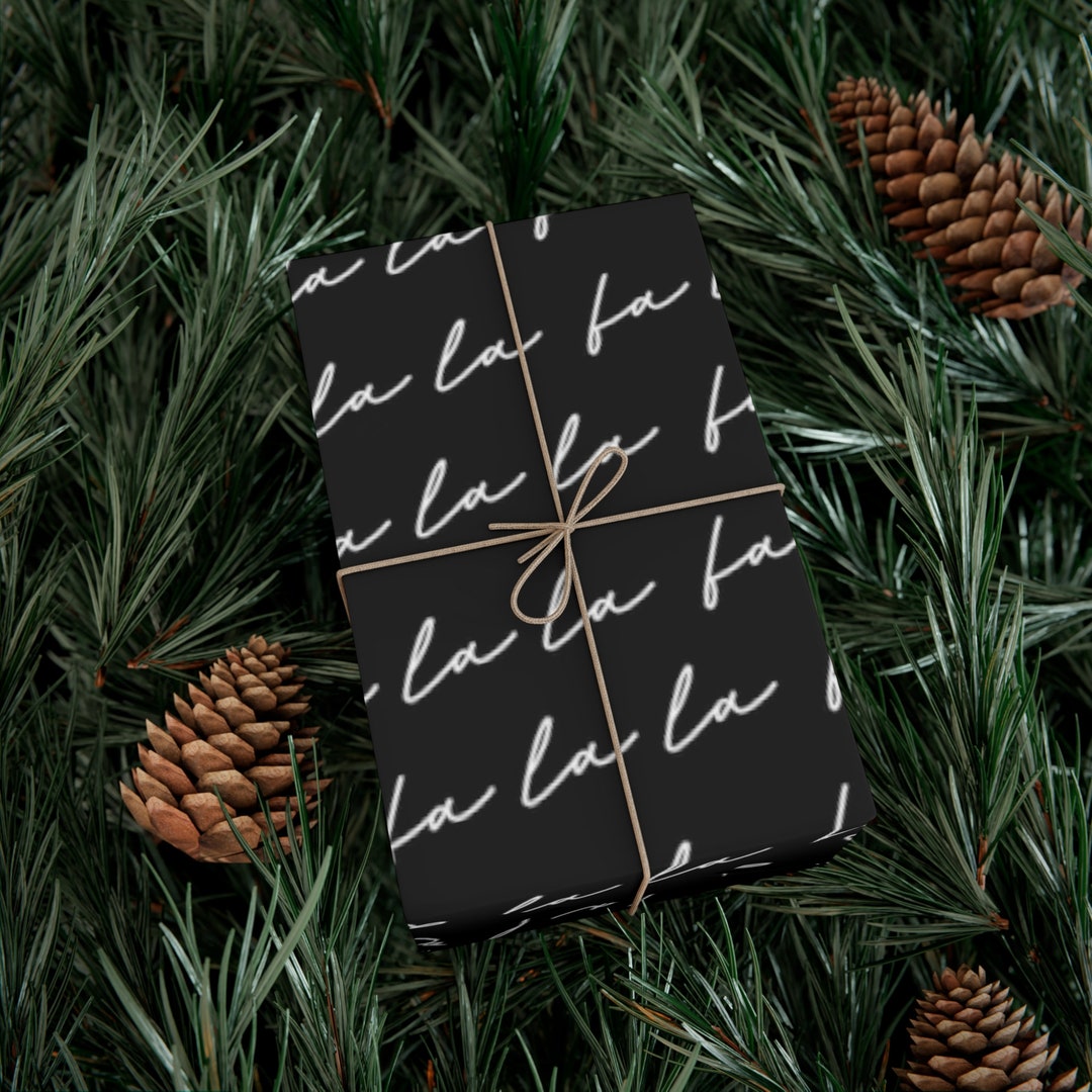 Fa La La Black Wrapping Paper - Modern Christmas, Holiday Gift Wrap ...