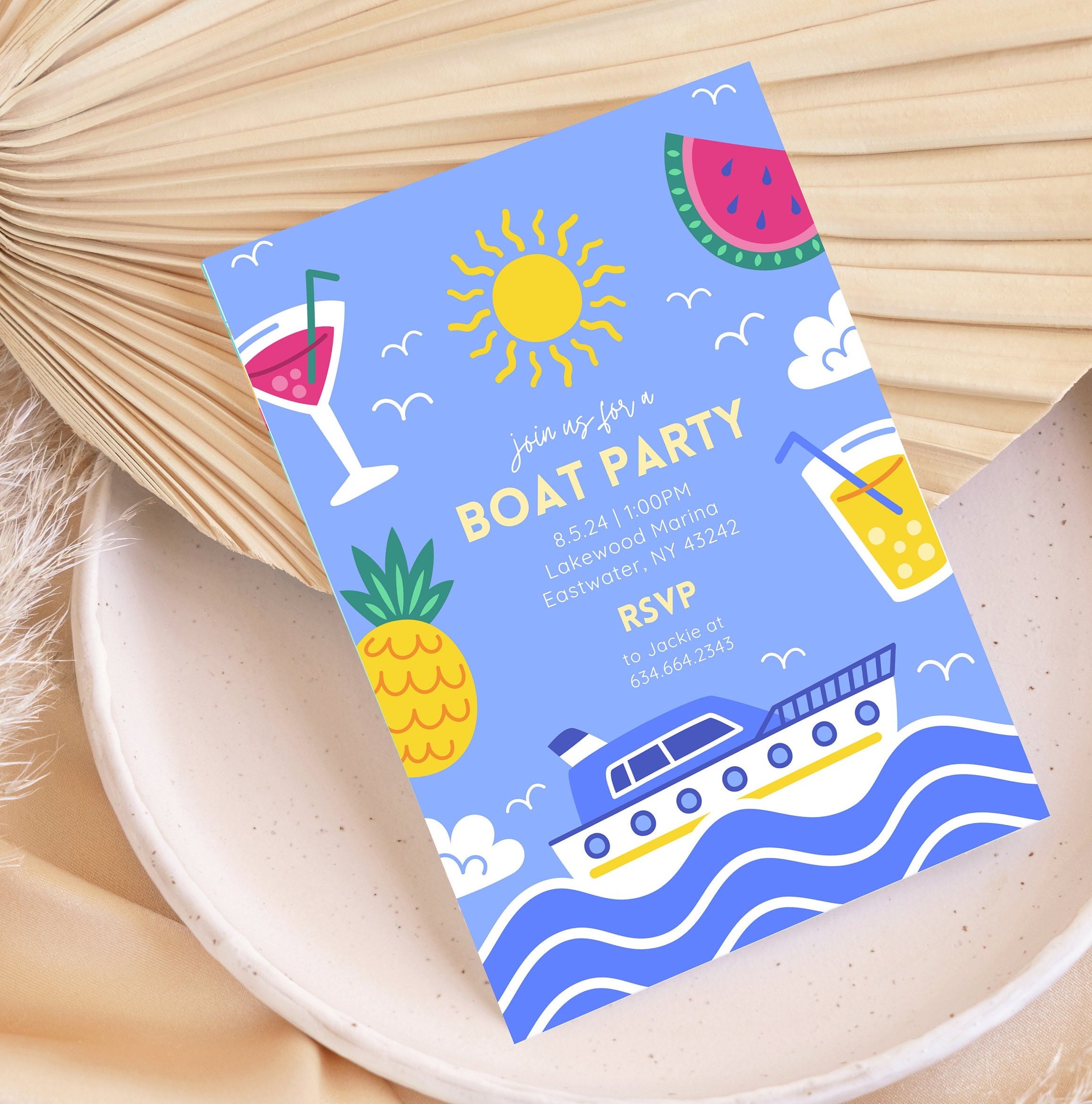 Editable Boat Party Invitation, Birthday Invite, 4th of July Invite ...