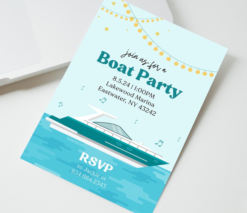 Editable Boat Party Invitation, Birthday Invite, 4th of July Invite ...